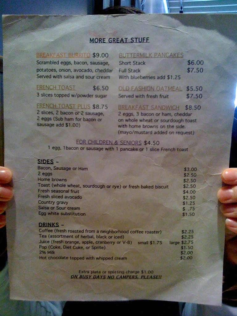 Menu at Fat Albert's Breakfast Cafe, Portland