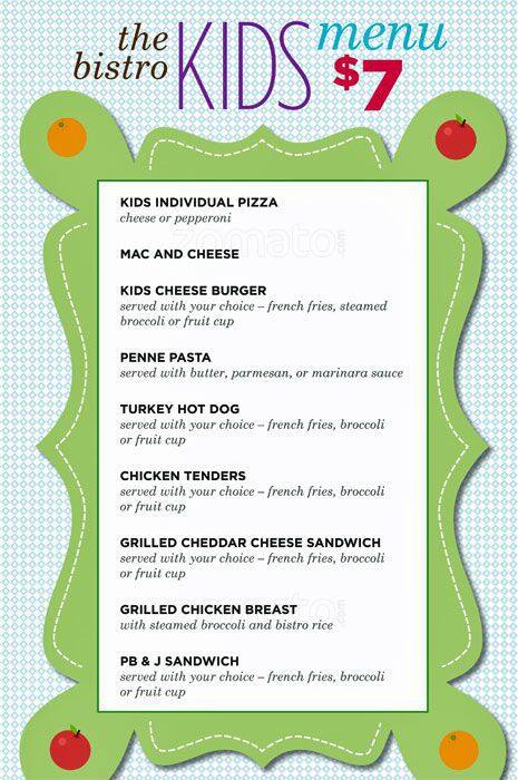 Menu at The Bistro cafe, Bellevue