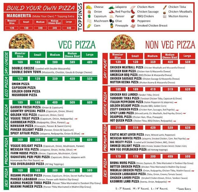 Menu of Chicago Pizza, Kandivali West, Mumbai