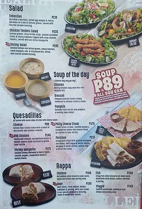 Menu at Peri-Peri Charcoal Chicken restaurant, Quezon City, Upper ...