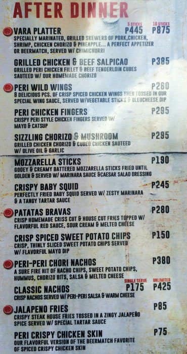 Menu at Peri-Peri Charcoal Chicken restaurant, Quezon City, Level 1 ...