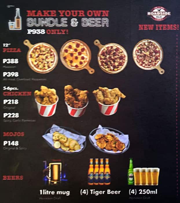 Menu at Roadside B&G pub & bar, Marikina