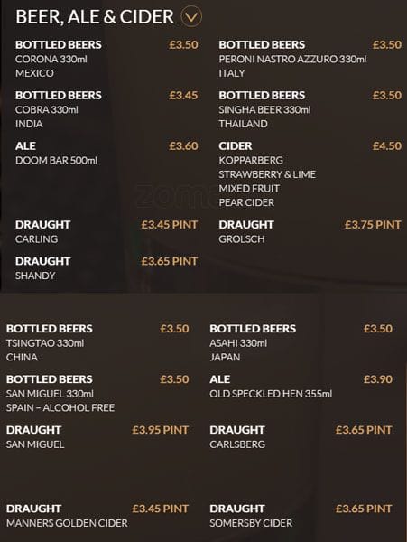 Menu at COSMO World Buffet restaurant, Edinburgh, Omni