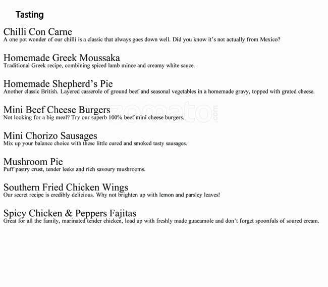 Menu at COSMO World Buffet restaurant, Edinburgh, Omni