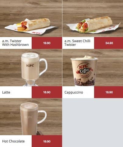 Menu au KFC Ballito restaurant, Ballito, Ballito Dr