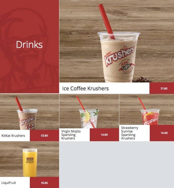 Menu au KFC Ballito restaurant, Ballito, Ballito Dr