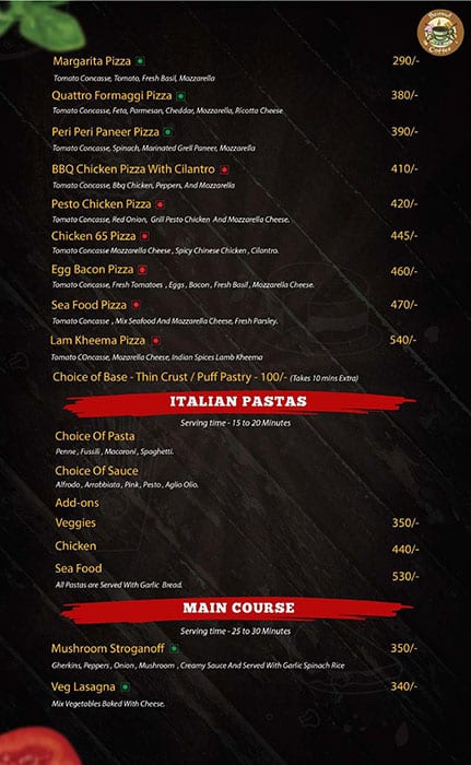 Menu at Beyond Coffee, Hyderabad