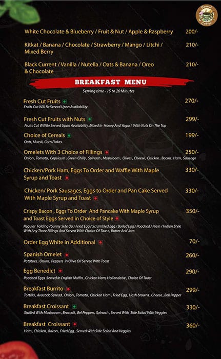 Menu at Beyond Coffee, Hyderabad