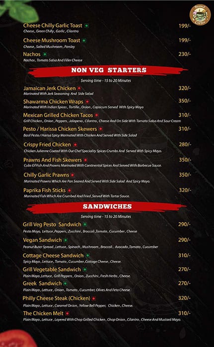 Menu at Beyond Coffee, Hyderabad