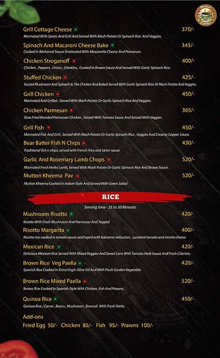 Menu at Beyond Coffee, Hyderabad