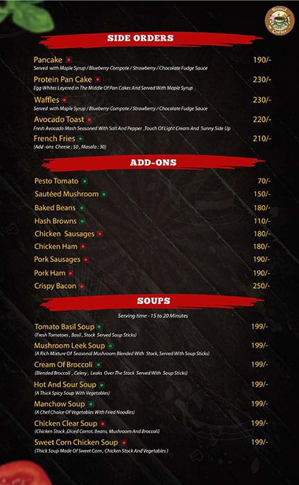 Menu at Beyond Coffee, Hyderabad