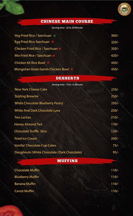 Menu at Beyond Coffee, Hyderabad