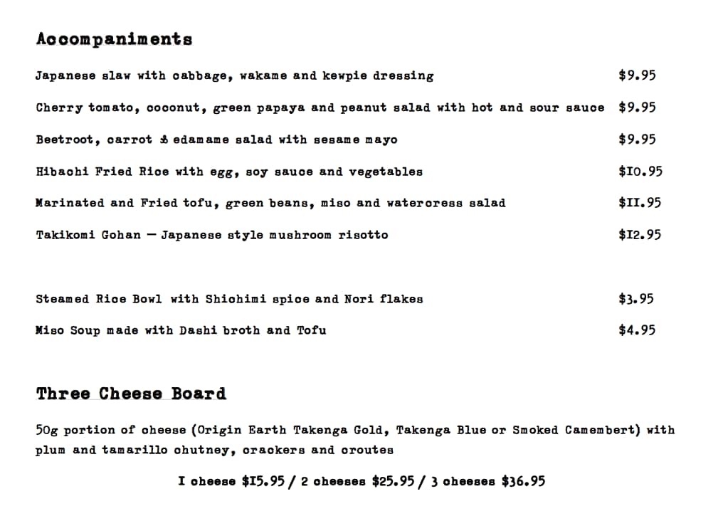 Menu at Piku at Red Barrel, Havelock North