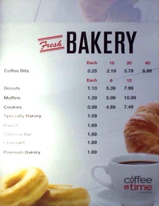 Menu au Coffee Time pizzeria, Toronto, Gerrard St E