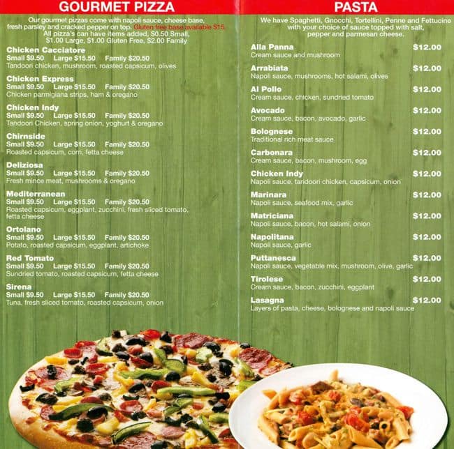 Menu at Red Tomato Cafe, Yarraville