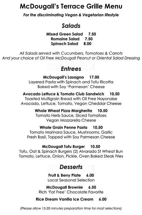 Menu at The Terrace Grill pub & bar, Santa Rosa