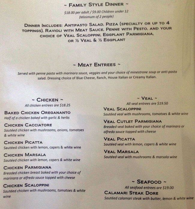 Menu at Giorgio's Restaurant, Healdsburg