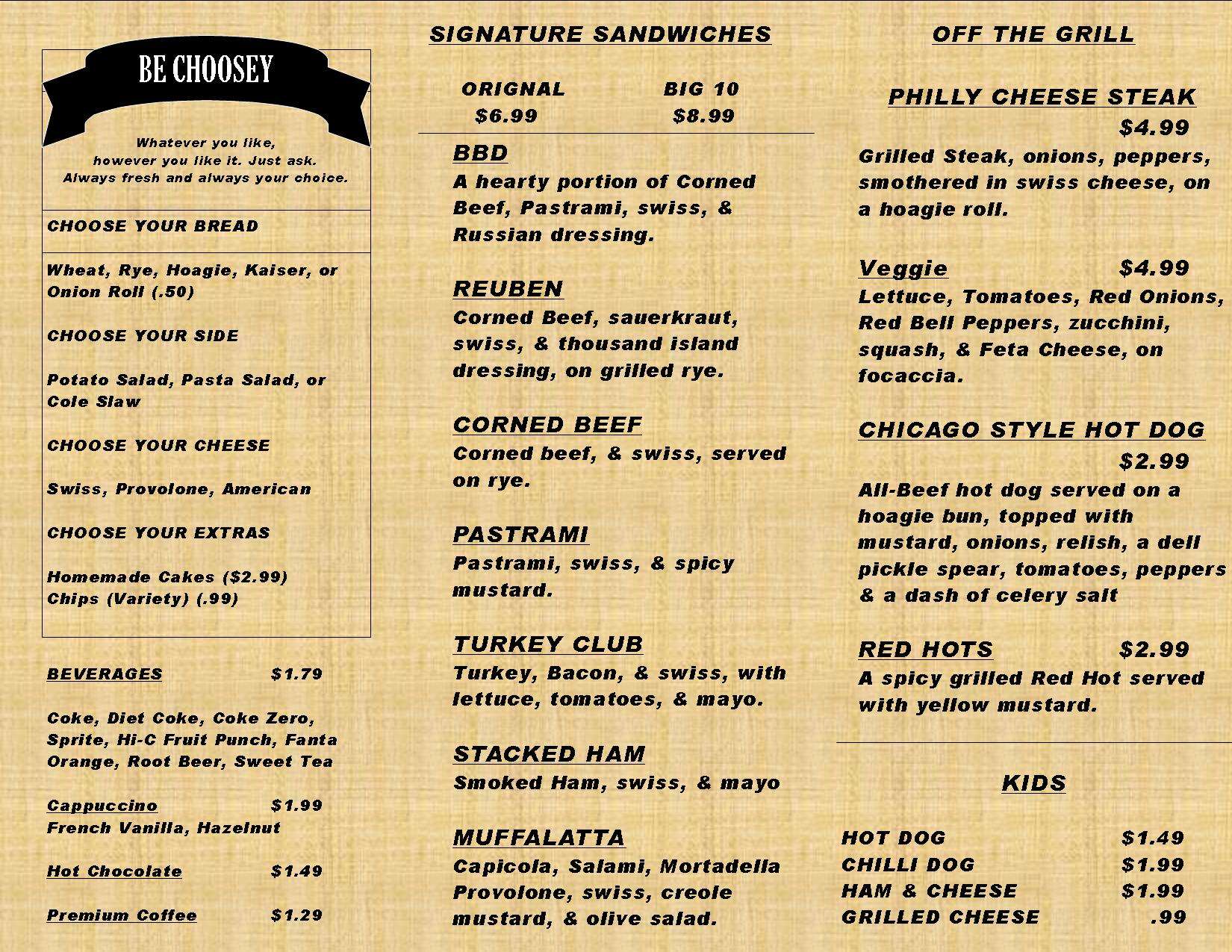 Menu at Lunch Box restaurant, Belleville