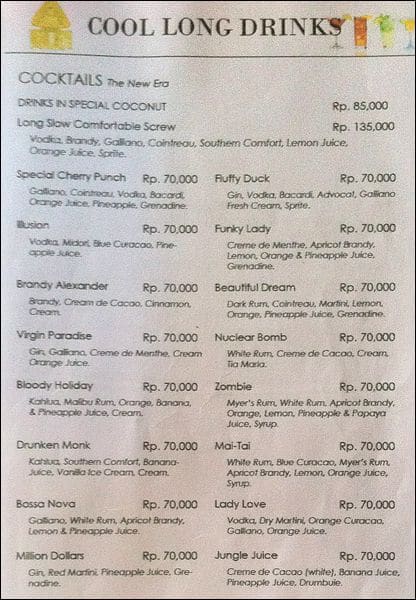 Menu at Gosha cafe, Denpasar, Transmart Shopping Centre Imman Bonjol