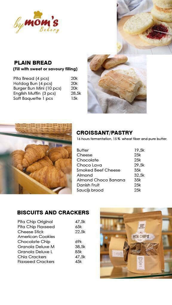 Menu at Mom's Bakery, Bandung