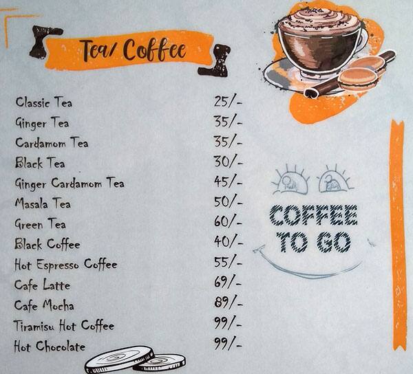 Menu at The Lord's Cafe, Jaipur