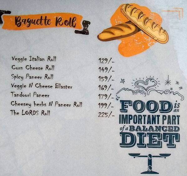 Menu at The Lord's Cafe, Jaipur