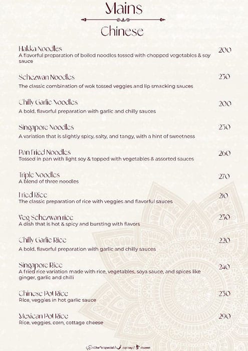 Menu of Satvik, Napier Town, Jabalpur