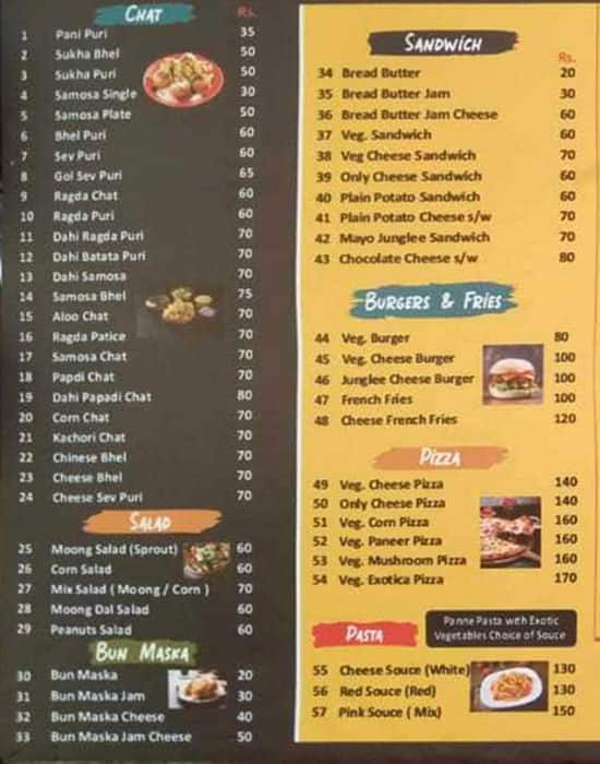 Menu of Vivek Chats and Sandwich, Bhandup, Mumbai