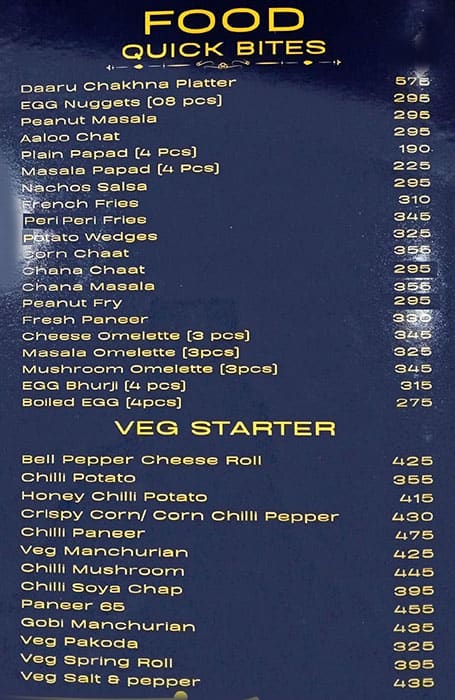 Menu of Fukrey, Sector 29, Gurgaon