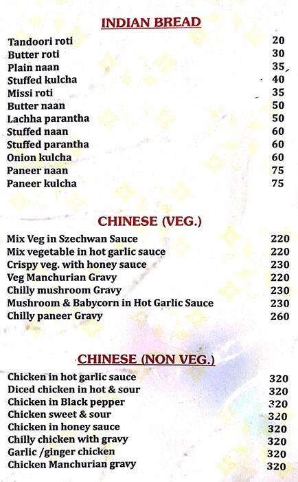 Menu at Flavours Restaurant - Hotel Doon Castle, Dehradun