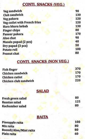 Menu at Flavours Restaurant - Hotel Doon Castle, Dehradun