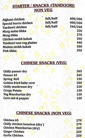 Menu at Flavours Restaurant - Hotel Doon Castle, Dehradun