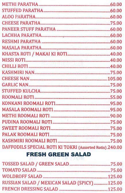 Menu at Daffodil's23 - Kings Court, Mumbai