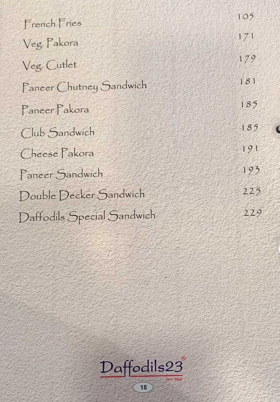 Menu at Daffodils 23, Mumbai, Shop 1-4
