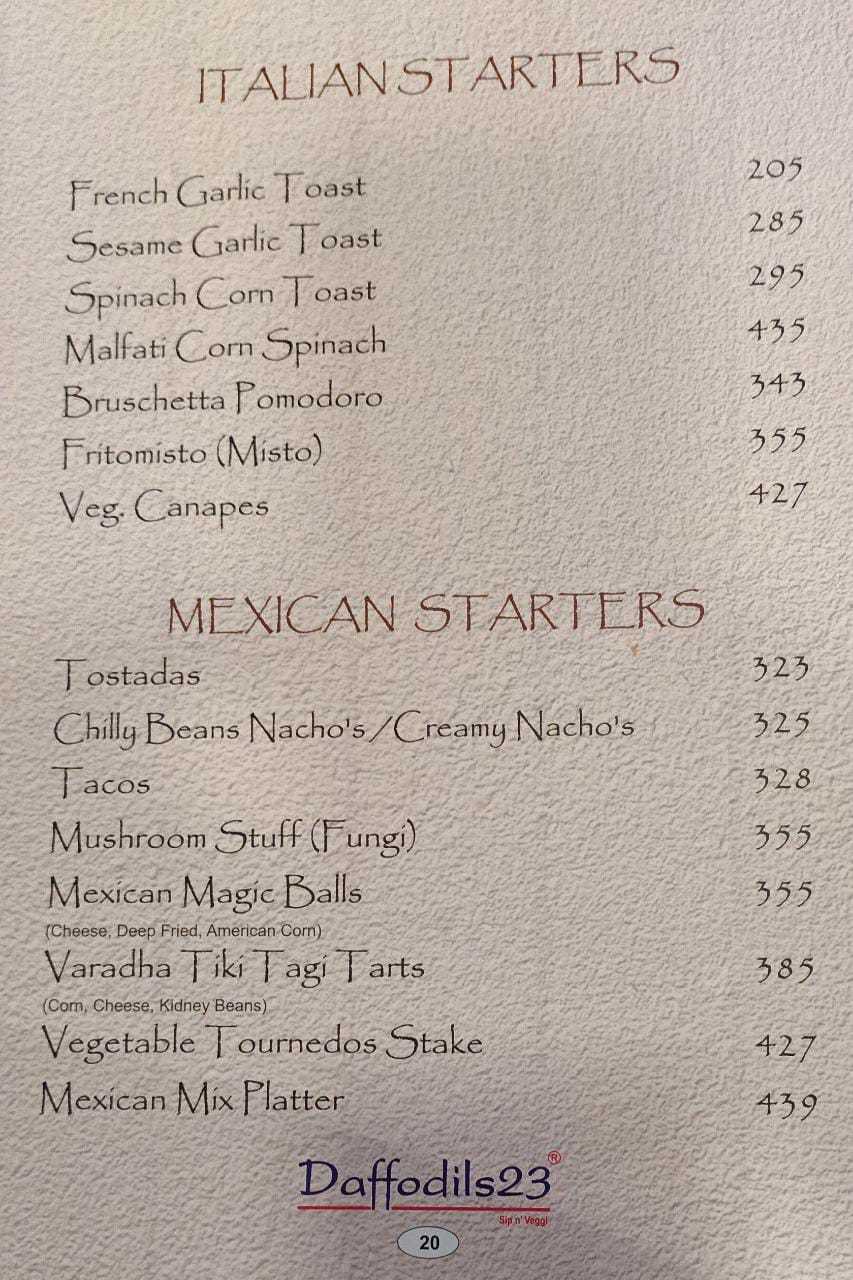 Menu at Daffodils 23, Mumbai, Shop 1-4