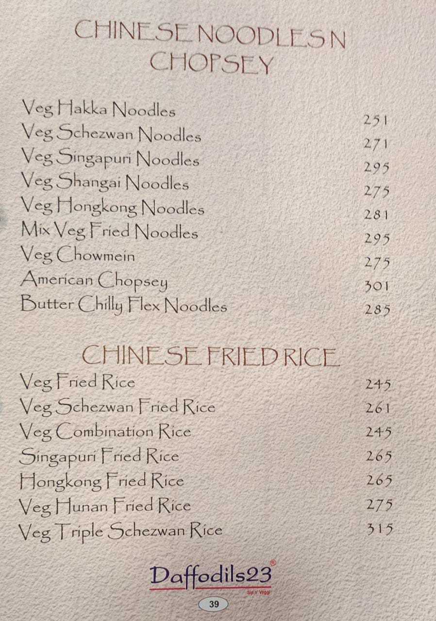Menu at Daffodils 23, Mumbai, Shop 1-4