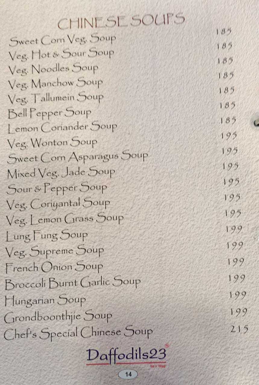 Menu at Daffodils 23, Mumbai, Shop 1-4