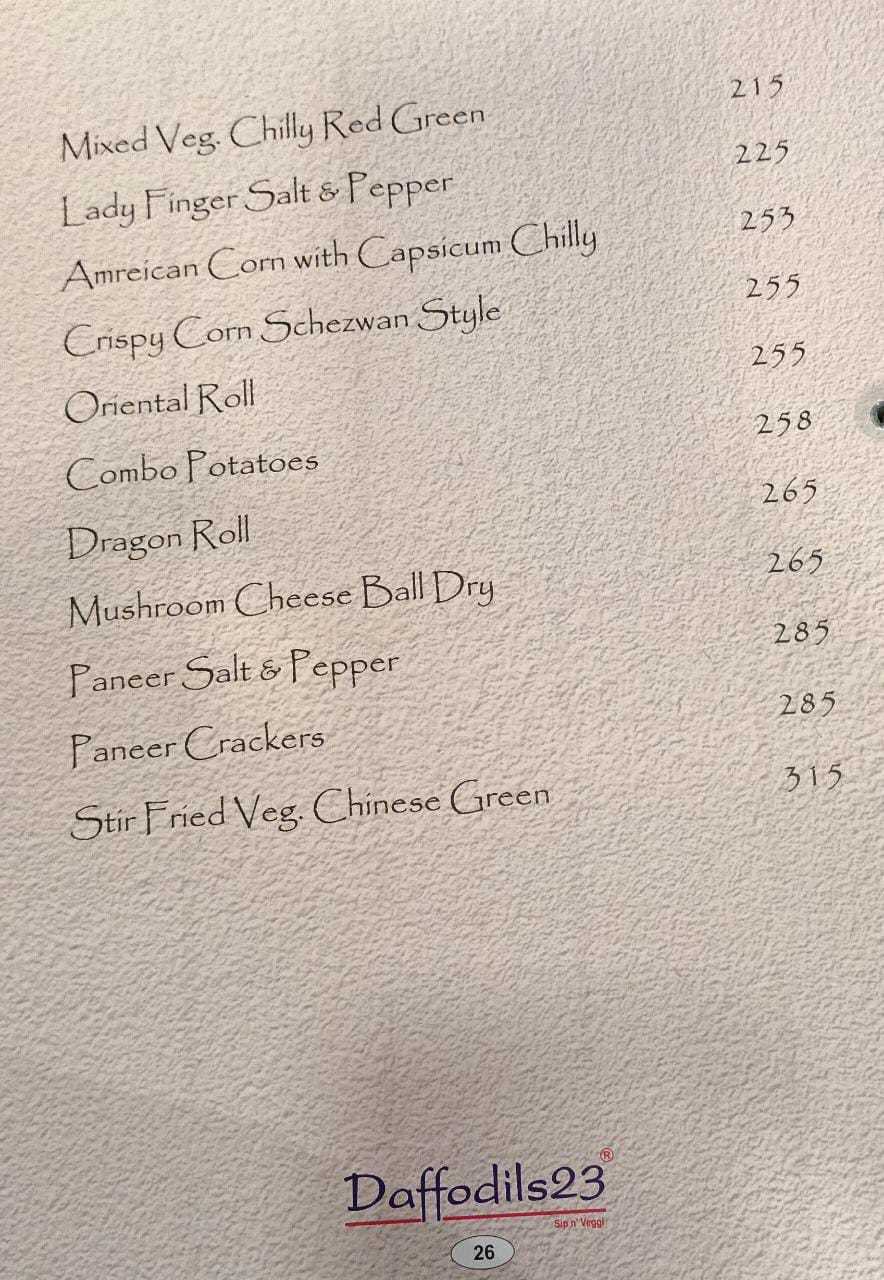 Menu at Daffodils 23, Mumbai, Shop 1-4