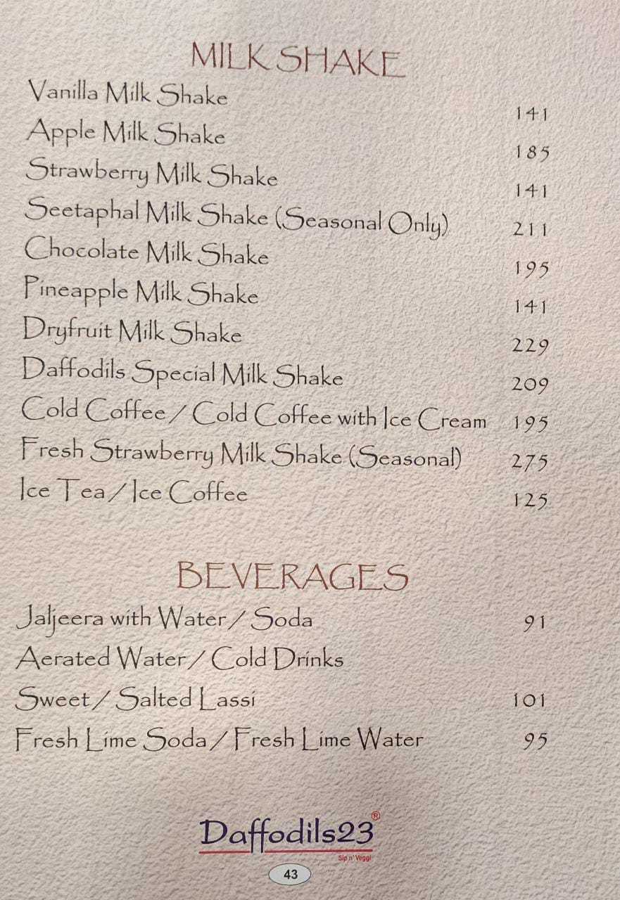 Menu at Daffodils 23, Mumbai, Shop 1-4