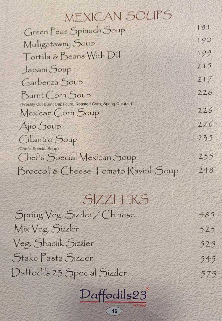 Menu at Daffodils 23, Mumbai, Shop 1-4