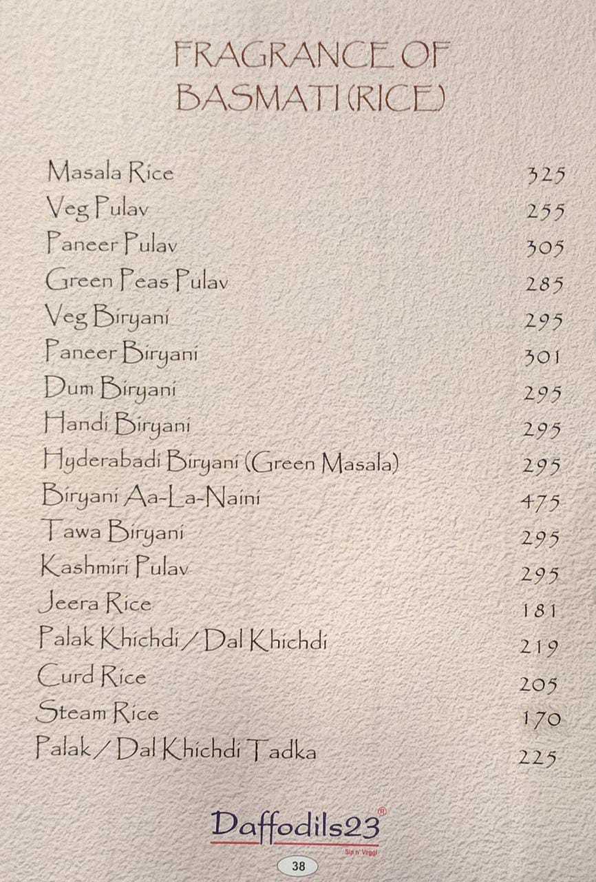 Menu at Daffodils 23, Mumbai, Shop 1-4