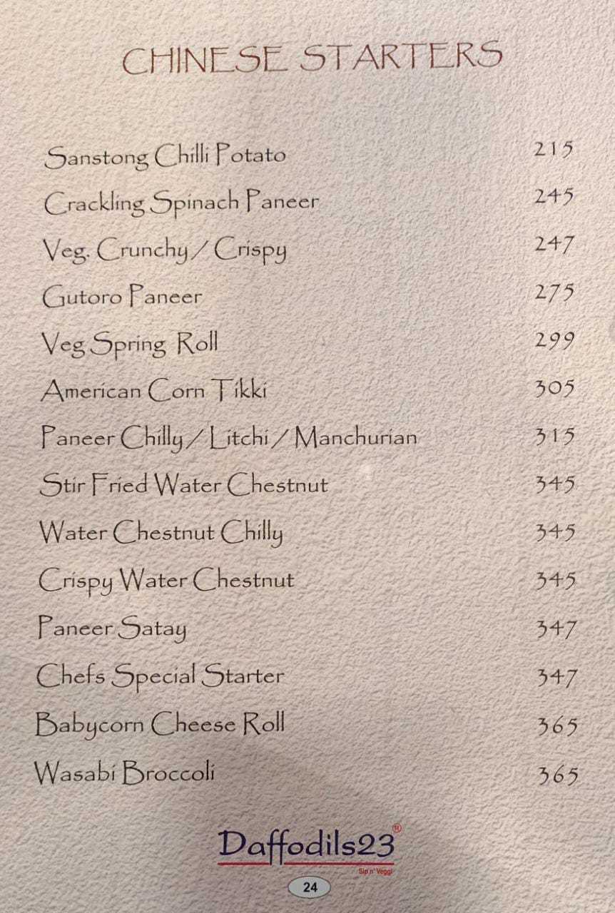 Menu at Daffodils 23, Mumbai, Shop 1-4