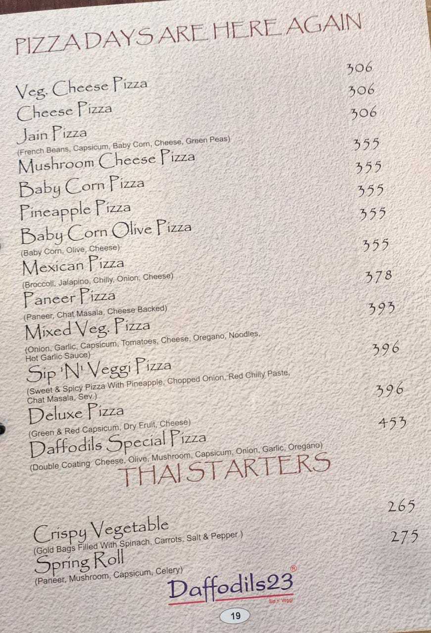 Menu at Daffodils 23, Mumbai, Shop 1-4