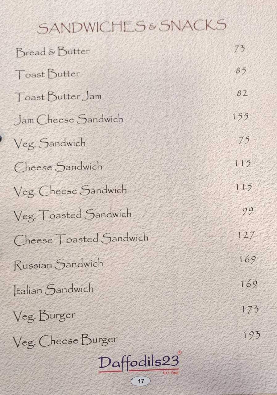 Menu at Daffodils 23, Mumbai, Shop 1-4