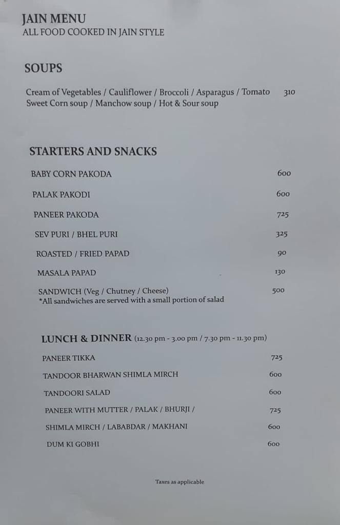 Menu at Tangerine, Mumbai, Juhu Beach