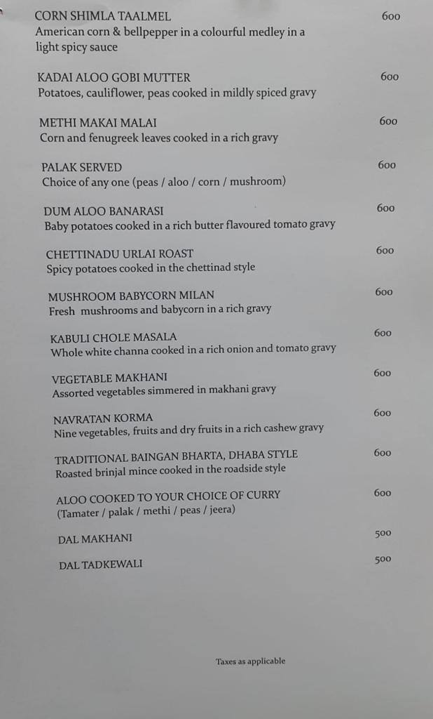 Menu at Tangerine, Mumbai, Juhu Beach