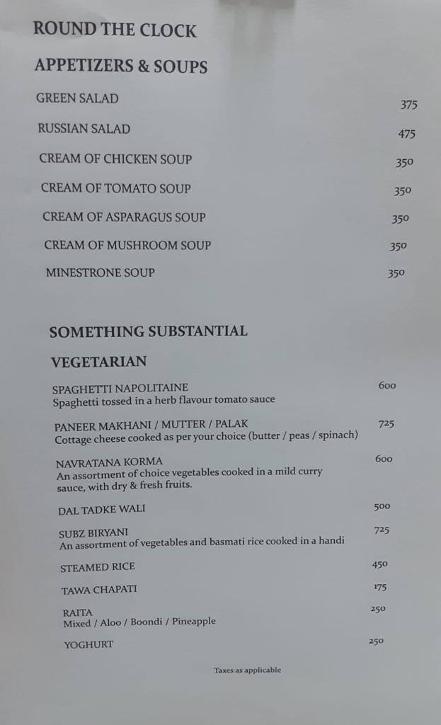 Menu at Tangerine, Mumbai, Juhu Beach