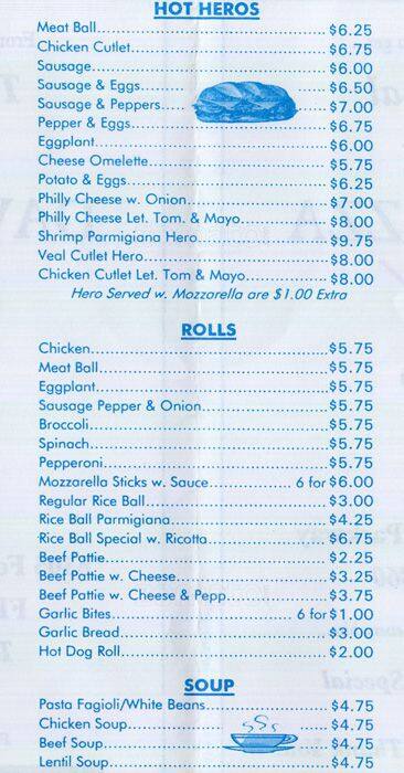 Menu at David Pizza pizzeria, New York City