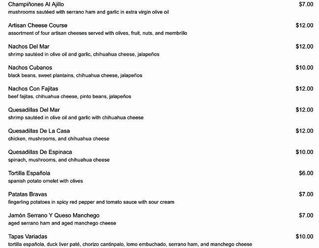 Menu at El Meson pub & bar, Houston