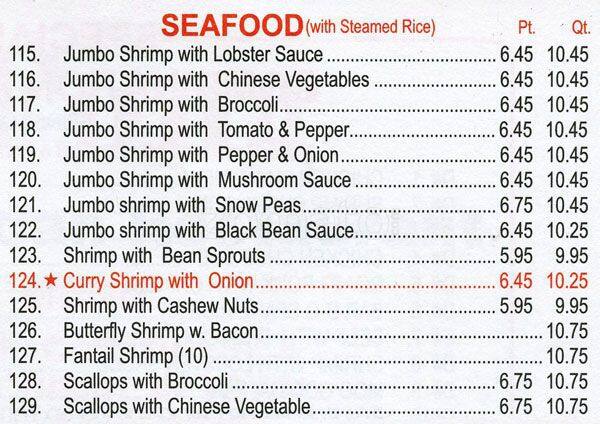 Carta de Moy Fong Restaurant, Filadelfia